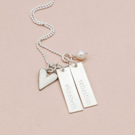 Rectangle Names With Love Necklace | The Vintage Pearl